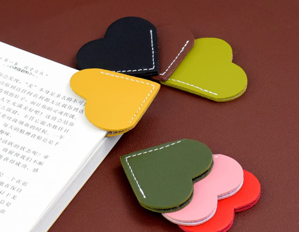 10 Pieces Leather Heart Bookmarks Page Corner Book Marks Markers Stylish Handmade Reading Accessories for Bookworm Lovers,Kids,Women,Men,Teachers,Students,Birthday Christmas Graduation Gift