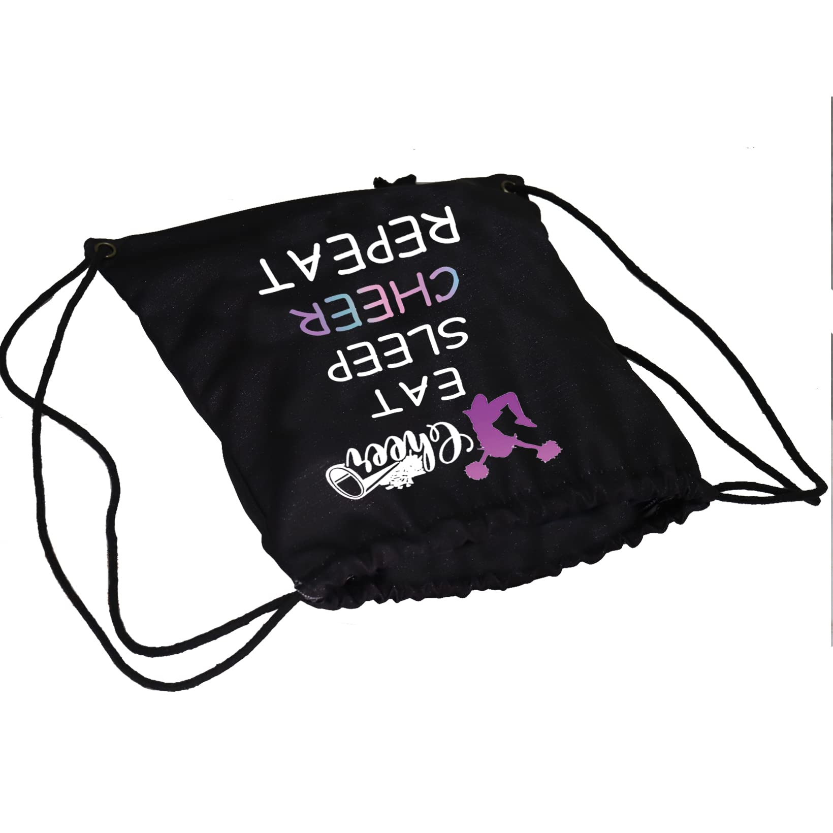 JYTAPP Cheer Drawstring Bag for Cheerleading Gifts Eat Sleep Cheer Gym Bag Cheer Team Gifts Cheerleading Practice Bag for Cheerleaders (black)