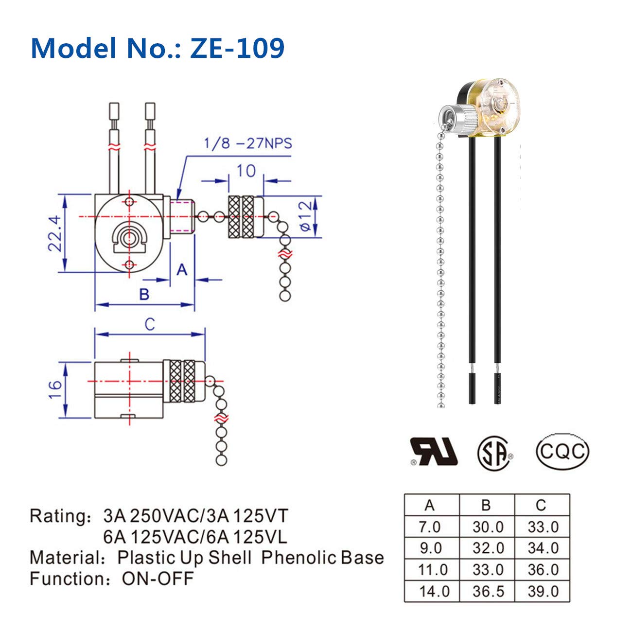 DAYONE Pull Chain Switch Zing Ear ZE-109 Ceiling Fan Switch Ceiling Fan Light Lamp Replacement 2 Pack Nickel