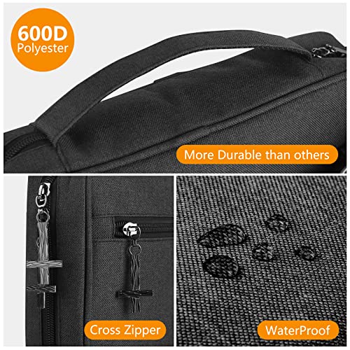 Bible Cover Bible Carrying Case 12"x8"x1.5" Bible Case Bible Covers with Shoulder Strap Pockets and Zipper Bible Book Covers for Men Women Bible Study (Black)