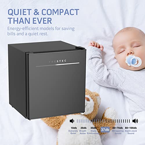 Frestec 1.7 Cu.Ft Mini Fridge with Freezer,Mini Fridge for Bedroom,Small Refrigerator,Dorm Refrigerators with Freezer,Compact Refrigerator for Office,Apartment,Dorm,Bedroom (Modern Black)