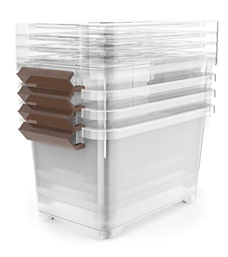 17 Quart Clear Storage Latch Box/Bin, 4-Pack Plastic Stackable Box Organization with Wheels Latching Handle and Lid
