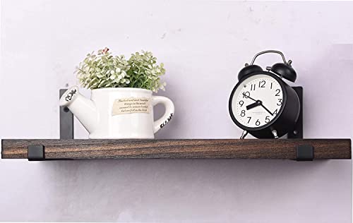 TheNext7 Wooden Floating Shelves Wall-Mounted with Hooks, Floating Shelves for Bedroom, Living Room, Bathroom, Kitchen, Office and More - Home/Office Decorative Display Stand - 24 X 6 in.