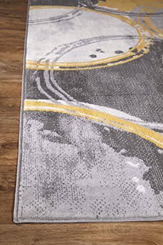 Rugshop Evora Contemporary Modern Circles Area Rug 7'10" x 10' Yellow
