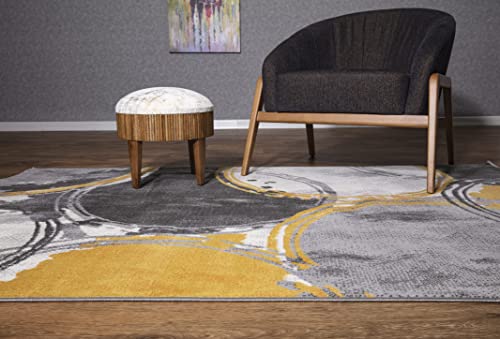 Rugshop Evora Contemporary Modern Circles Area Rug 7'10" x 10' Yellow