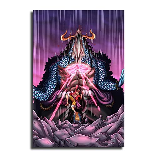 Japanese Anime One Piece Luffy Vs Kaido Poster Decorative Painting Canvas Wall Art Living Room Posters Bedroom Painting 16x24inch(40x60cm)