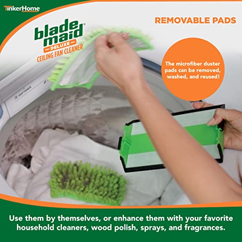 Blade Maid Deluxe Ceiling Fan Cleaner- Cleaning Tool with 6 Foot Extendable Pole, Cleaning Head, Reusable Fiber Duster, & Flexible Dusting Brush