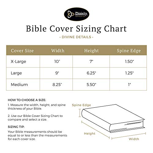 Divinity Boutique Leather Bible Cover Midnight Black, Large (19555) | Fits Bibles up to 6.625" x 9.5" x 2"