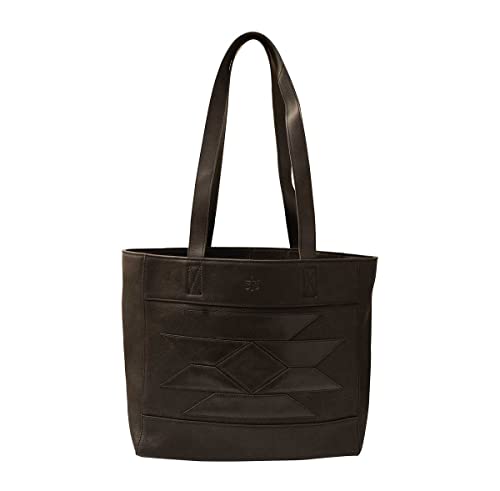 STS Ranchwear Western Leather Kai Collection Two Shoulder Straps Tote Handbag, Black