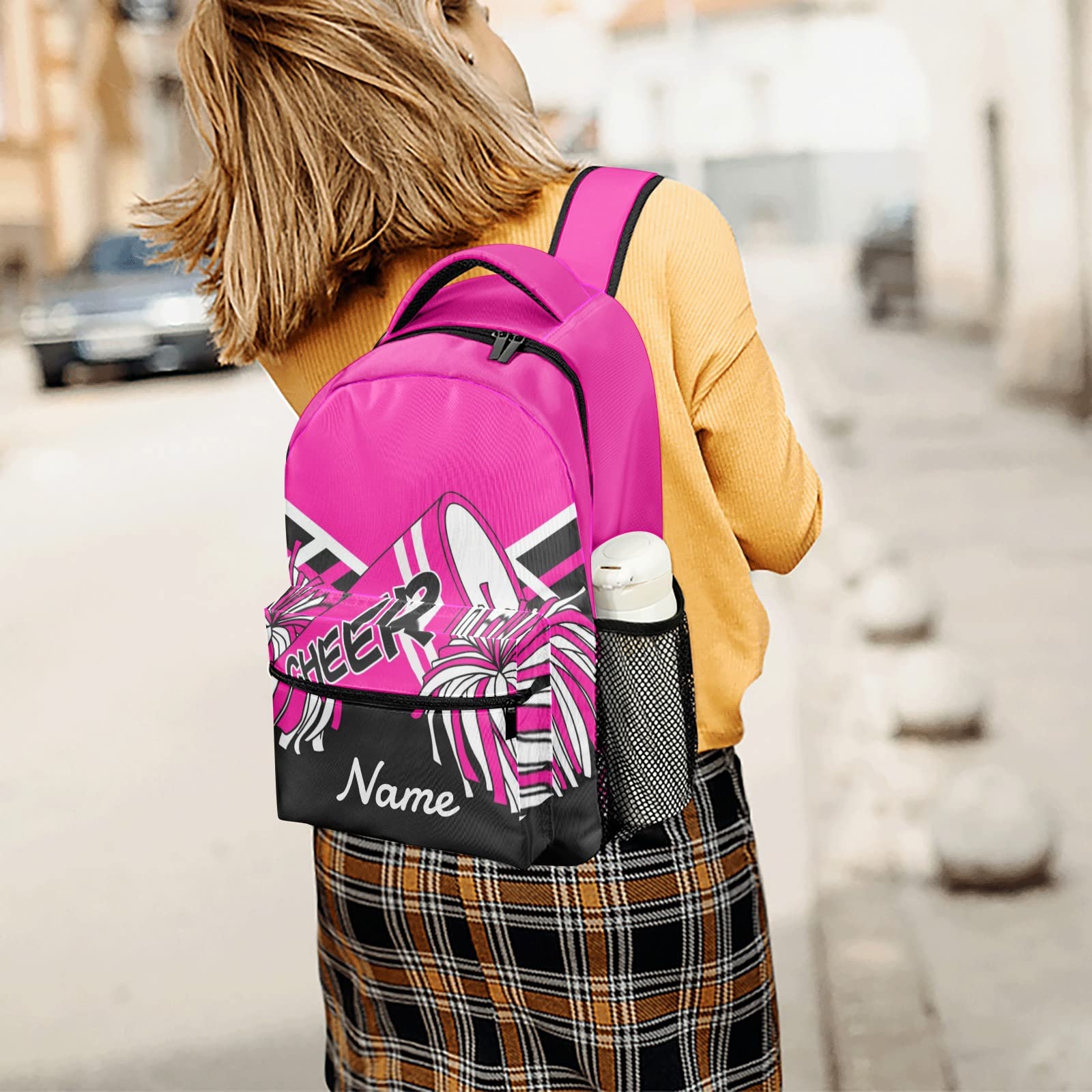 CUXWEOT Rose Red Cheerleaders Cheer Backpack Book Bag Casual Travel Hiking Daypack