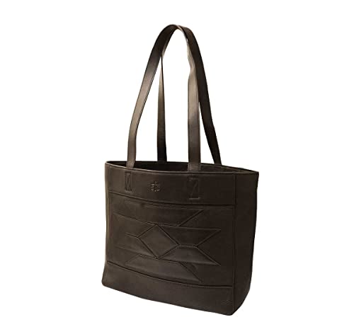 STS Ranchwear Western Leather Kai Collection Two Shoulder Straps Tote Handbag, Black
