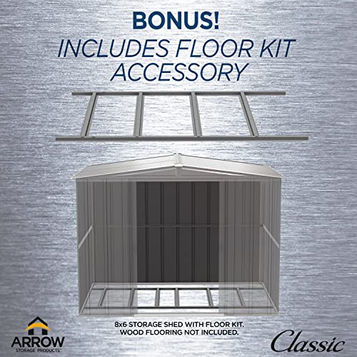 Arrow Sheds Amazon Exclusive Classic 10' x 8' Charcoal Steel Storage Shed with Included Floor Frame Kit