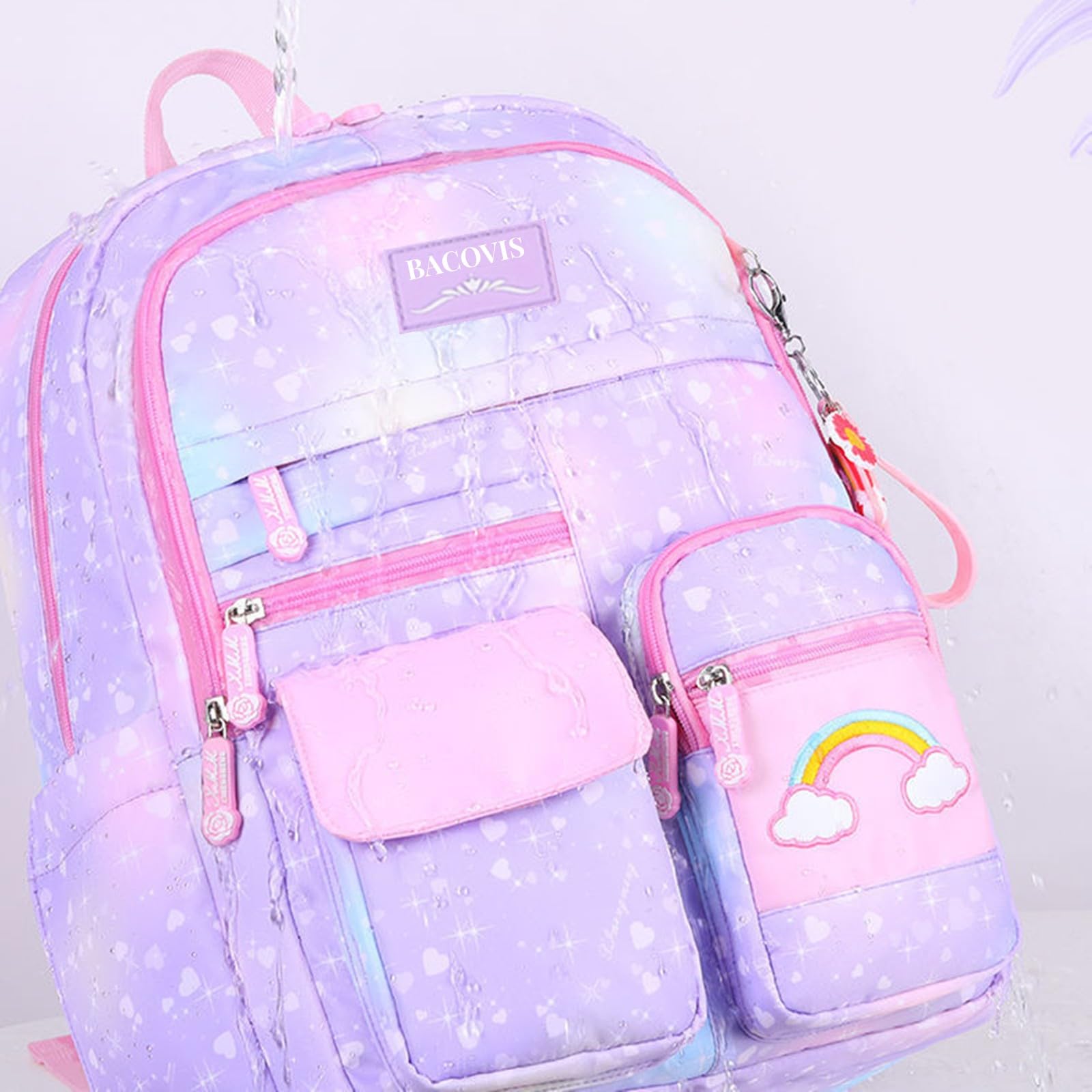 Youngsing Girls Backpack,Backpacks for Girls,Kids Backpack with Compartments Elementary School Bag For Girls School Backpack(Purple)
