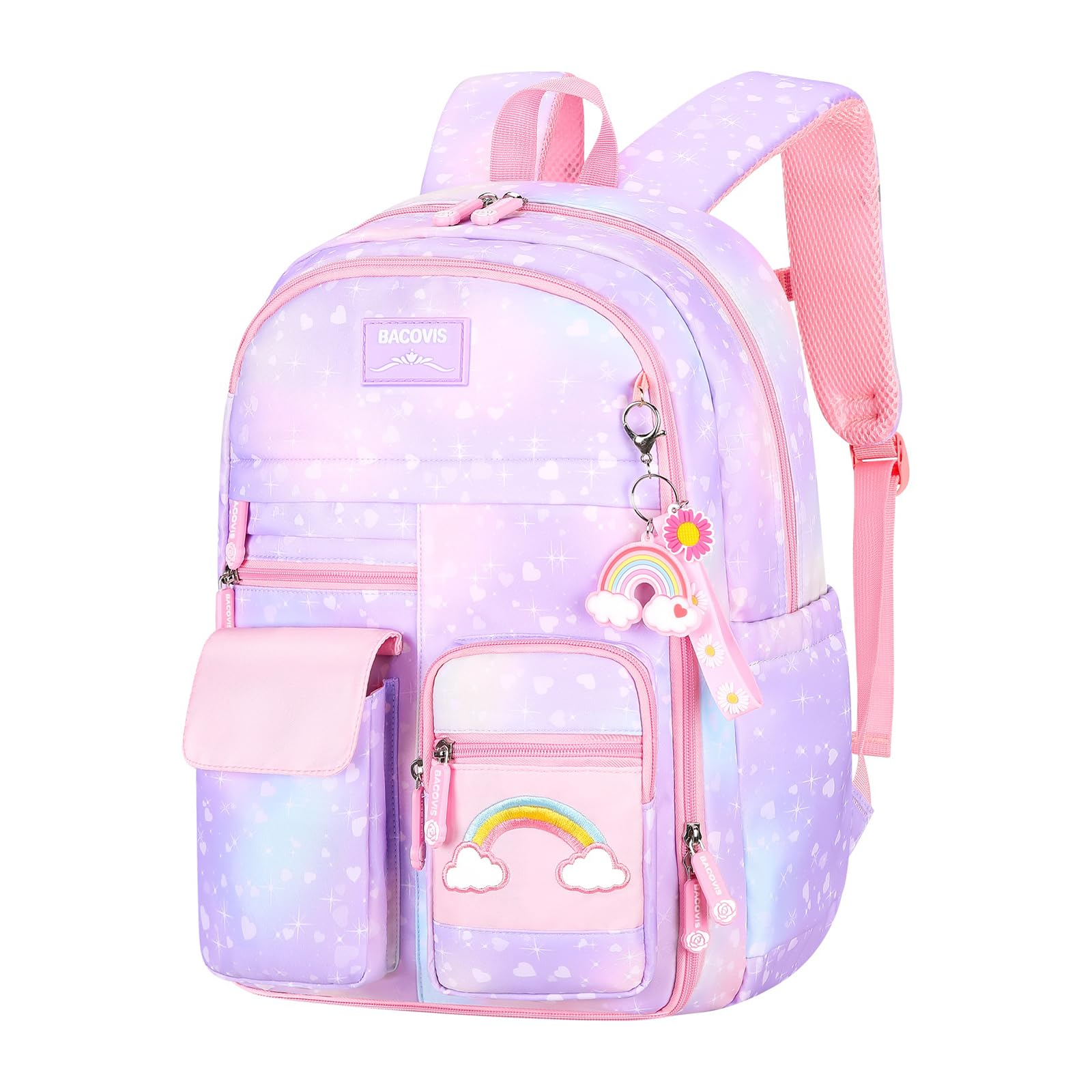 Youngsing Girls Backpack,Backpacks for Girls,Kids Backpack with Compartments Elementary School Bag For Girls School Backpack(Purple)