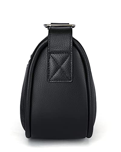 Blofinche Genuine Leather Crossbody Bag for Women Medium Shoulder Handbag with Metal Zipper and Strap Adjustable Black