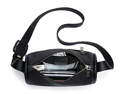 Blofinche Genuine Leather Crossbody Bag for Women Medium Shoulder Handbag with Metal Zipper and Strap Adjustable Black
