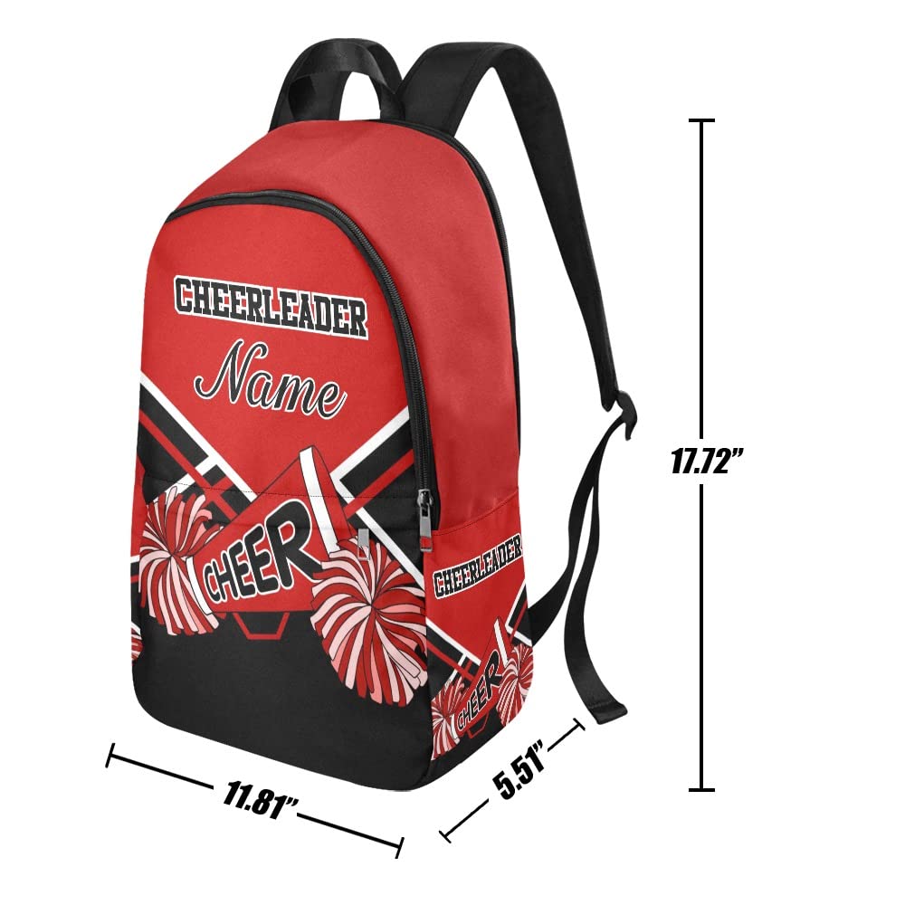 CUXWEOT Personalized Cheerleader Black Red & White Backpack with Name Custom Travel Daypack Bag for Man Woman Gifts