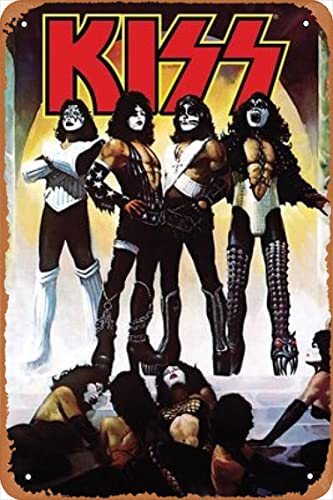 KISS - Love Gun Iron Painting Wall Poster Metal Vintage Band Tin Signs Retro Garage Plaque Decorative Living Room Garden Bedroom Office Hotel Cafe Bar