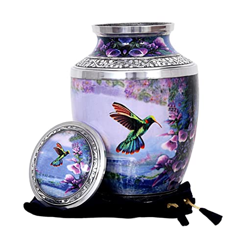 HLC Handcrafted Humming Bird Urn for Human Ashes - Adult Funeral Cremation Urn Handcrafted - Affordable Urn for Ashes (Adult (200 lbs) β 10.5 x 6 β, Decorative Cremation Urn)