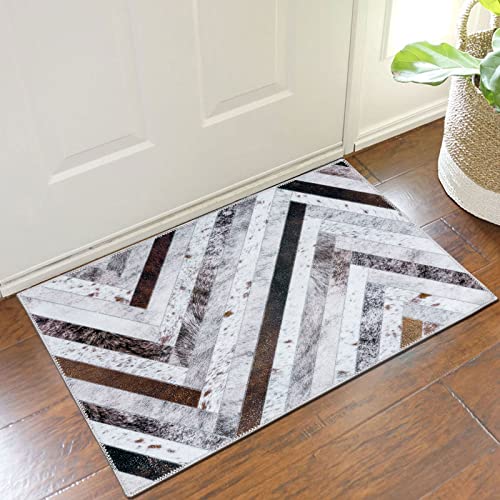 DECOMALL Coronado Small Rug, Machine Washable Modern Geometric Door Mat, Non Slip Carpet for Entryway,24"x36", Multi