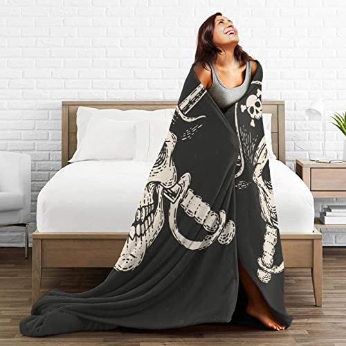 Perinsto Pirate Skull Throw Blanket Ultra Soft Warm All Season Decorative Fleece Blankets for Bed Chair Car Sofa Couch Bedroom 50"X40"
