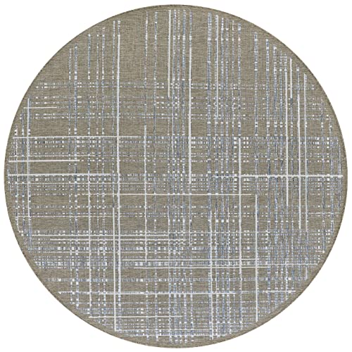 Couristan Charm Ohe Indoor/Outdoor Area Rug, 7'10" Round, Sand Light Brown-Ivory