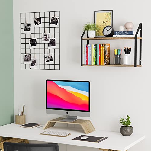 Wallniture Modena 2-Tier 24" Wall Bookshelves Bathroom Organizer Floating Shelves for Kitchen Organization Office Decor Wall Shelves Burnt Finish