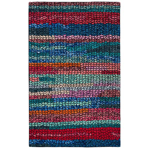 Safavieh Aspen Collection 2' x 3' Navy / Red APN519N Handmade Abstract Boho Wool Entryway Living Room Foyer Bedroom Accent Rug