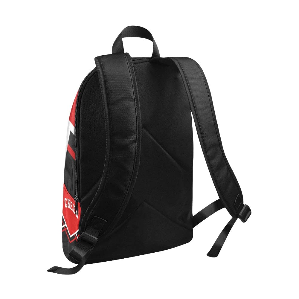 CUXWEOT Personalized Red Cheerleader Cheer Backpack with Name Custom Travel Daypack Bag for Man Woman Gifts