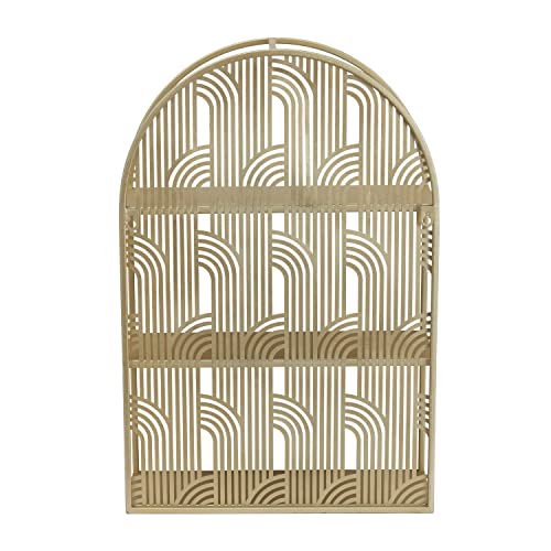 CosmoLiving by Cosmopolitan Metal Arched 3 Shelf Wall Shelf, 16" x 6" x 24", Gold