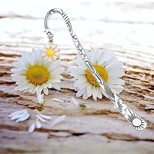 bobauna White Daisy Bookmark Flower Bookmark Floral Jewelry Gift for Book Lover Reader (Daisy Bookmark)