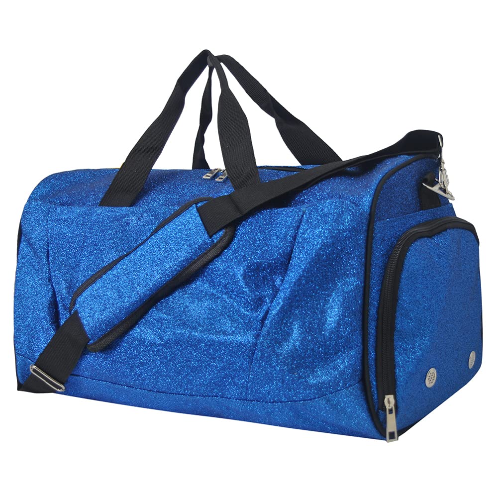 NGIL Glitter Cheers Sports Gym Duffel with Shoe Compartment and Small Carry On Travel Tote for Women, Cheer Bag (Royal)