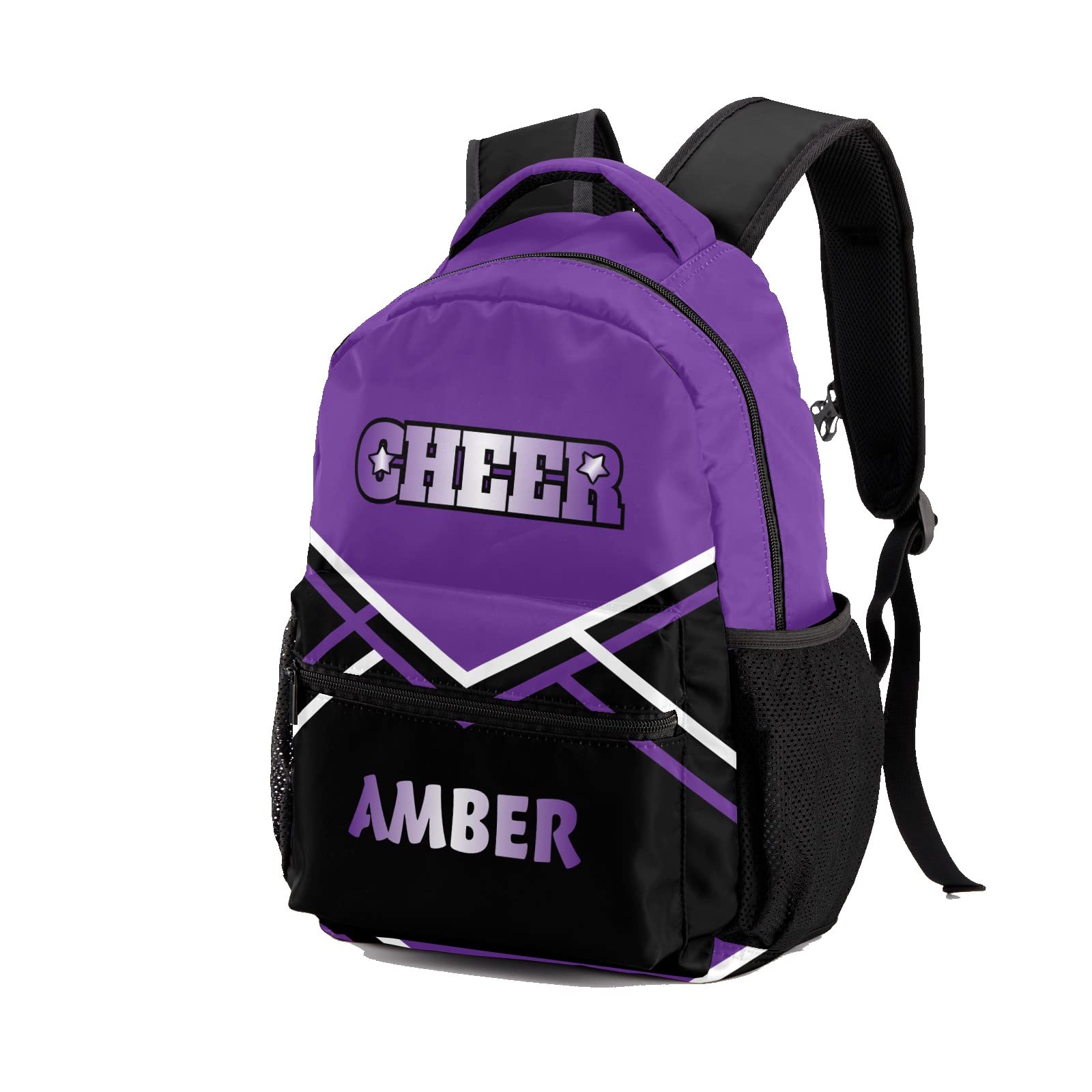SunFancyCustom Personalized Cheer Cheerleaders Star Purple Backpack Causual Shoulder Bags for Women Men Gift