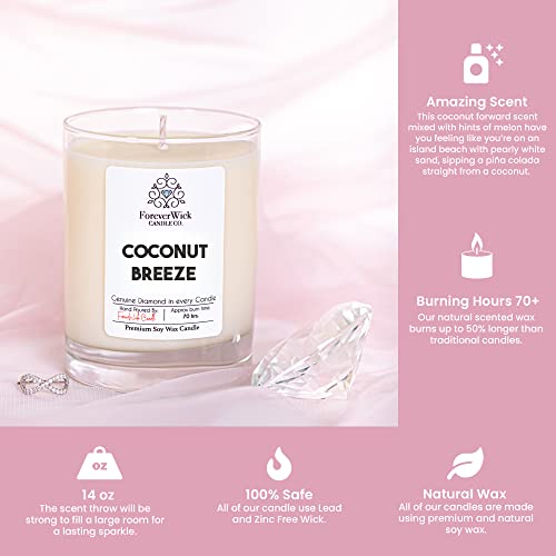 Foreverwick Coconut Breeze Candle | Gifts for Women | Valentines Gifts | Aromatherapy Candle for Bath, Destress & Clearance | Strong Scented Candles for Decor | 14 oz & 70 Hours Burning Time