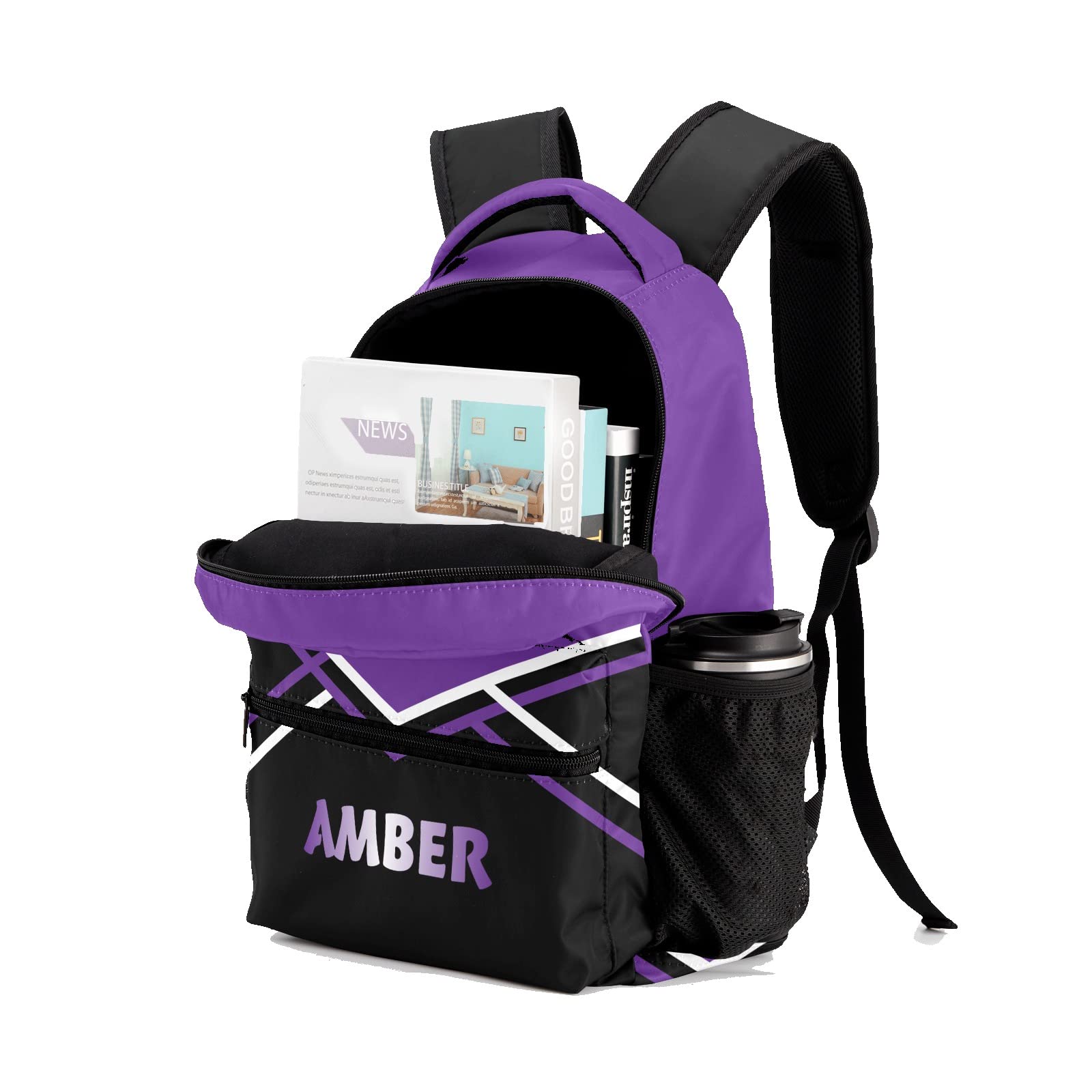 SunFancyCustom Personalized Cheer Cheerleaders Star Purple Backpack Causual Shoulder Bags for Women Men Gift