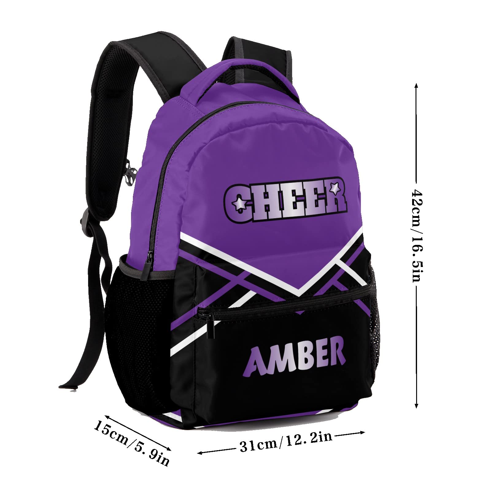 SunFancyCustom Personalized Cheer Cheerleaders Star Purple Backpack Causual Shoulder Bags for Women Men Gift