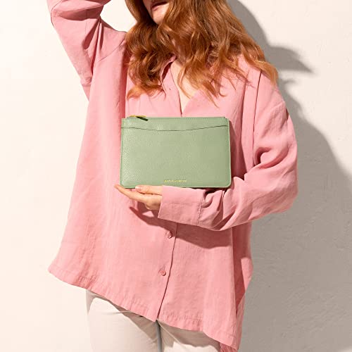 KATIE LOXTON Cara Womens Medium Vegan Leather Slip Pocket Clutch Handbag Pouch Sage Green