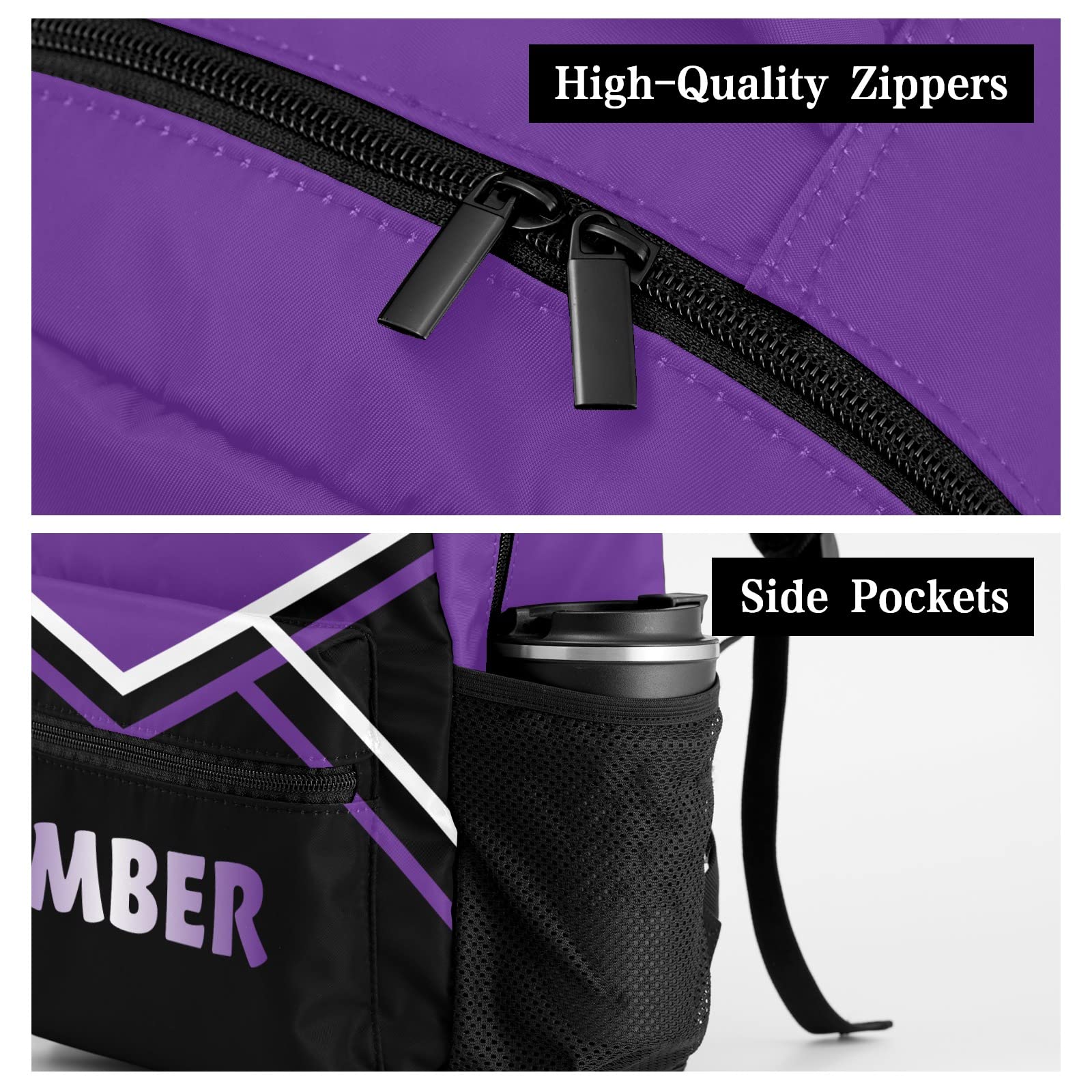 SunFancyCustom Personalized Cheer Cheerleaders Star Purple Backpack Causual Shoulder Bags for Women Men Gift