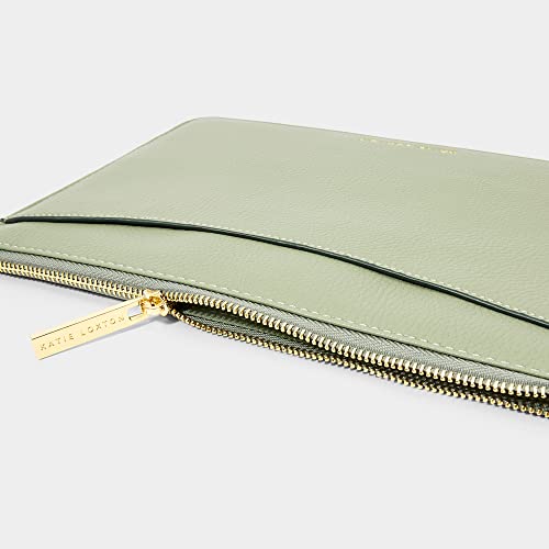 KATIE LOXTON Cara Womens Medium Vegan Leather Slip Pocket Clutch Handbag Pouch Sage Green
