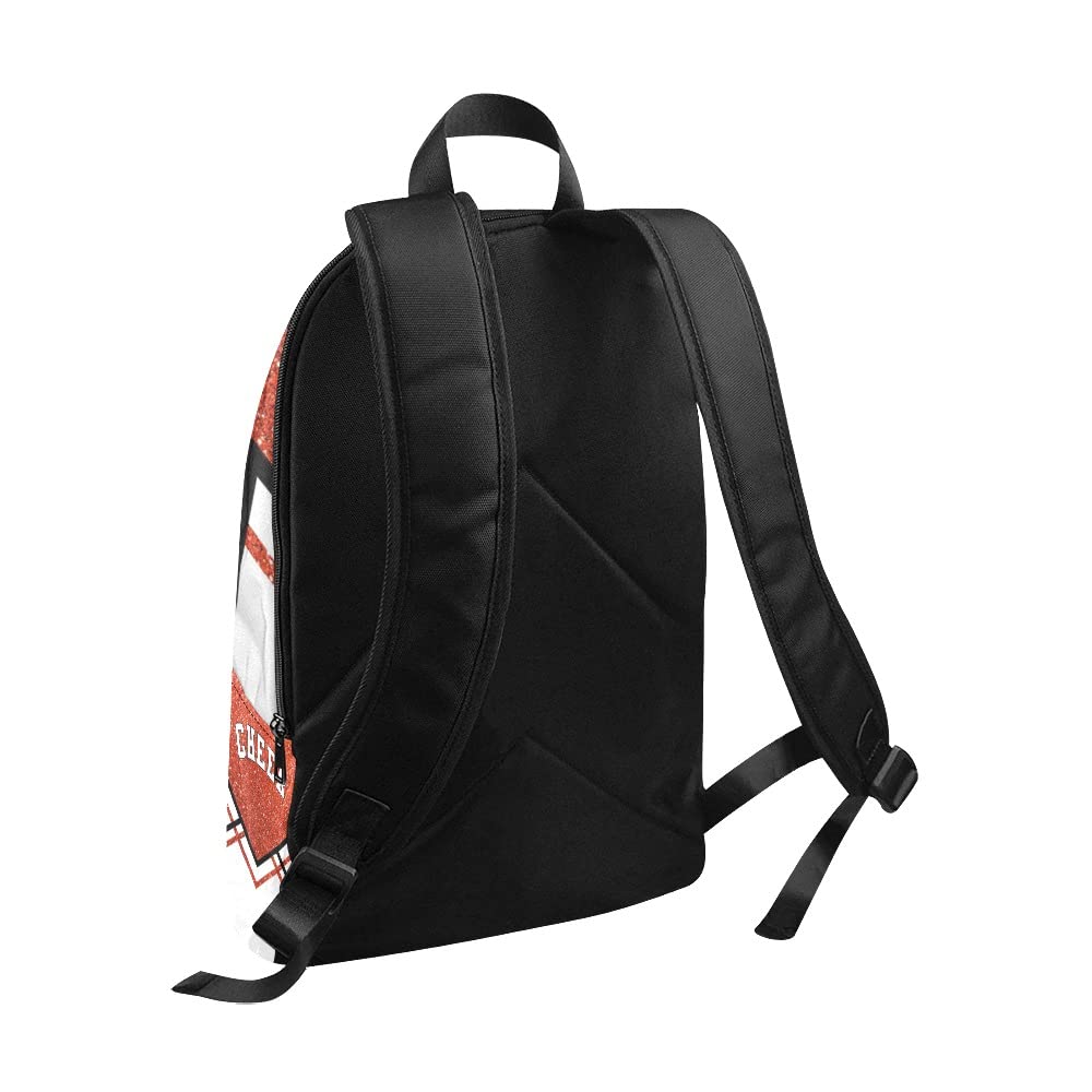 CUXWEOT Personalized Cheerleader Cheer Red Orange Print Backpack with Name Custom Travel Daypack Bag for Man Woman Gifts