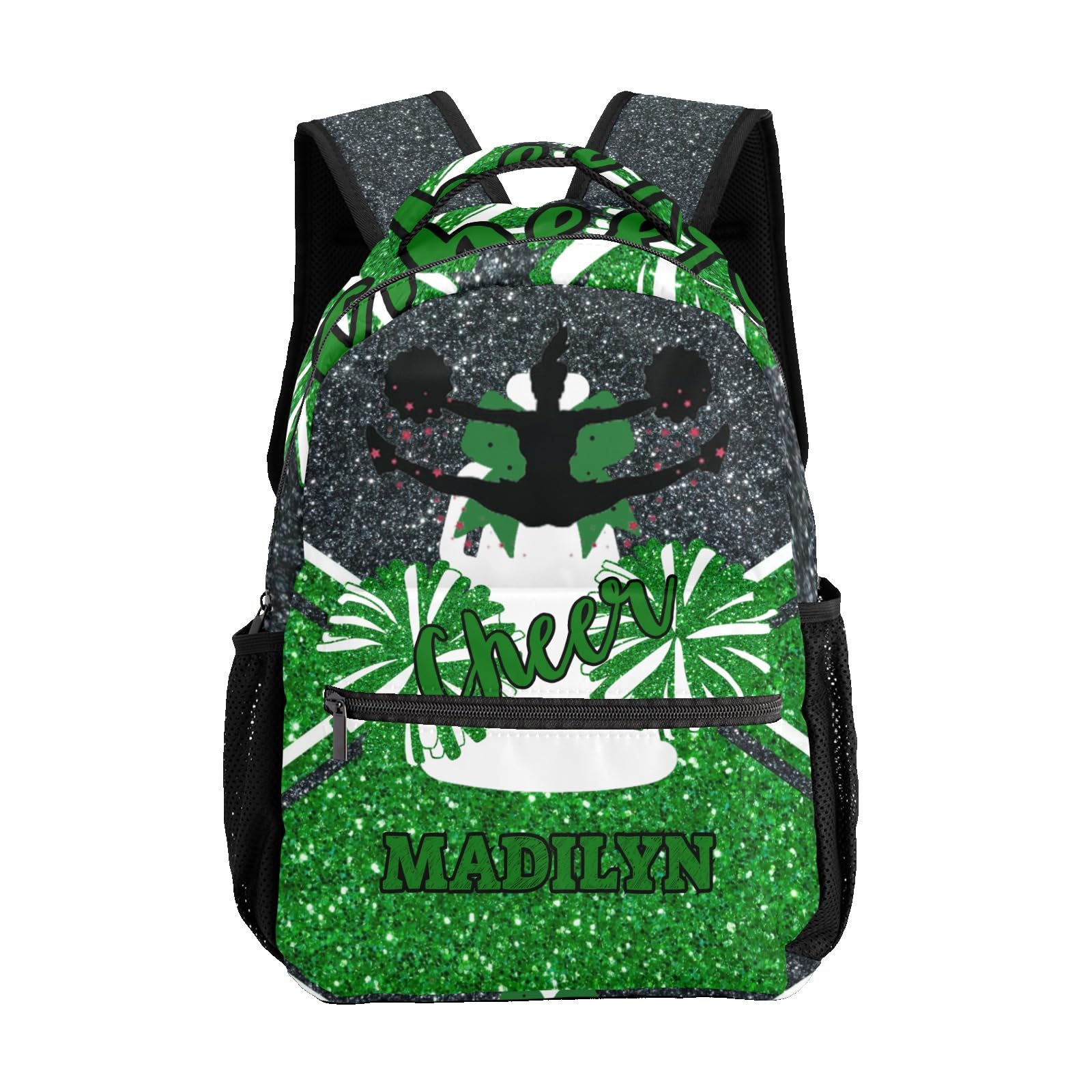 Deven Green Cheerleader Personalized Kids for Boy/Girl Teen Primary School Daypack Travel Bag Bookbag