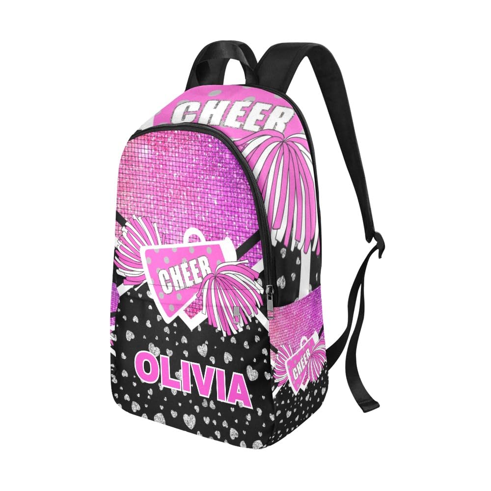 CUXWEOT Personalized Cheer Cheerleader Bright Color Print Backpack with Name Custom Travel Daypack Bag for Man Woman Gifts