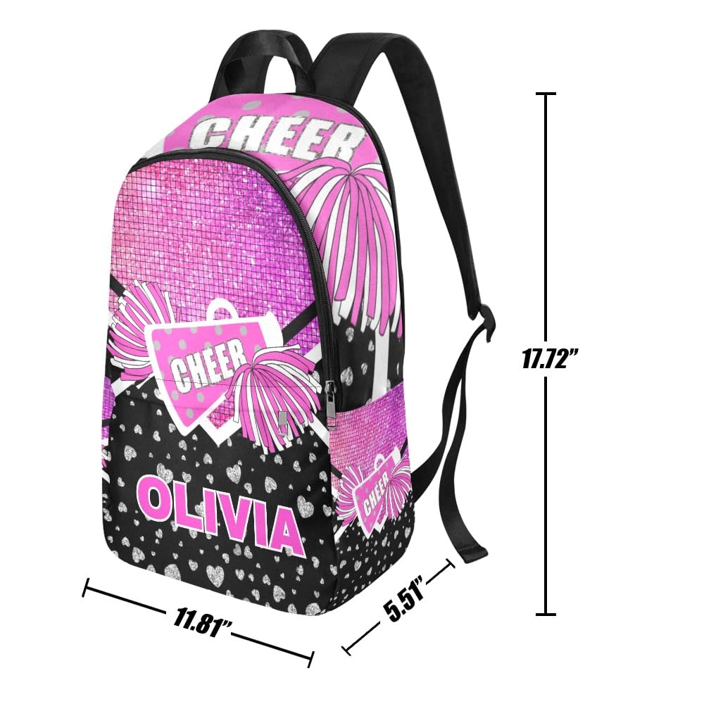CUXWEOT Personalized Cheer Cheerleader Bright Color Print Backpack with Name Custom Travel Daypack Bag for Man Woman Gifts