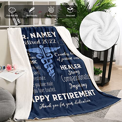 TONGRUIQ Personalized Retirement Blanket for Doctor Custom Name Work Achievement & Year, Doctor Retirement Gifts for Women Men
