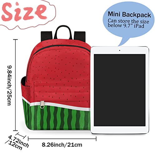 Watermelon Mini Backpack Purse for Women, Fruit Small Fashion Daypack, Casual Lightweight Bag