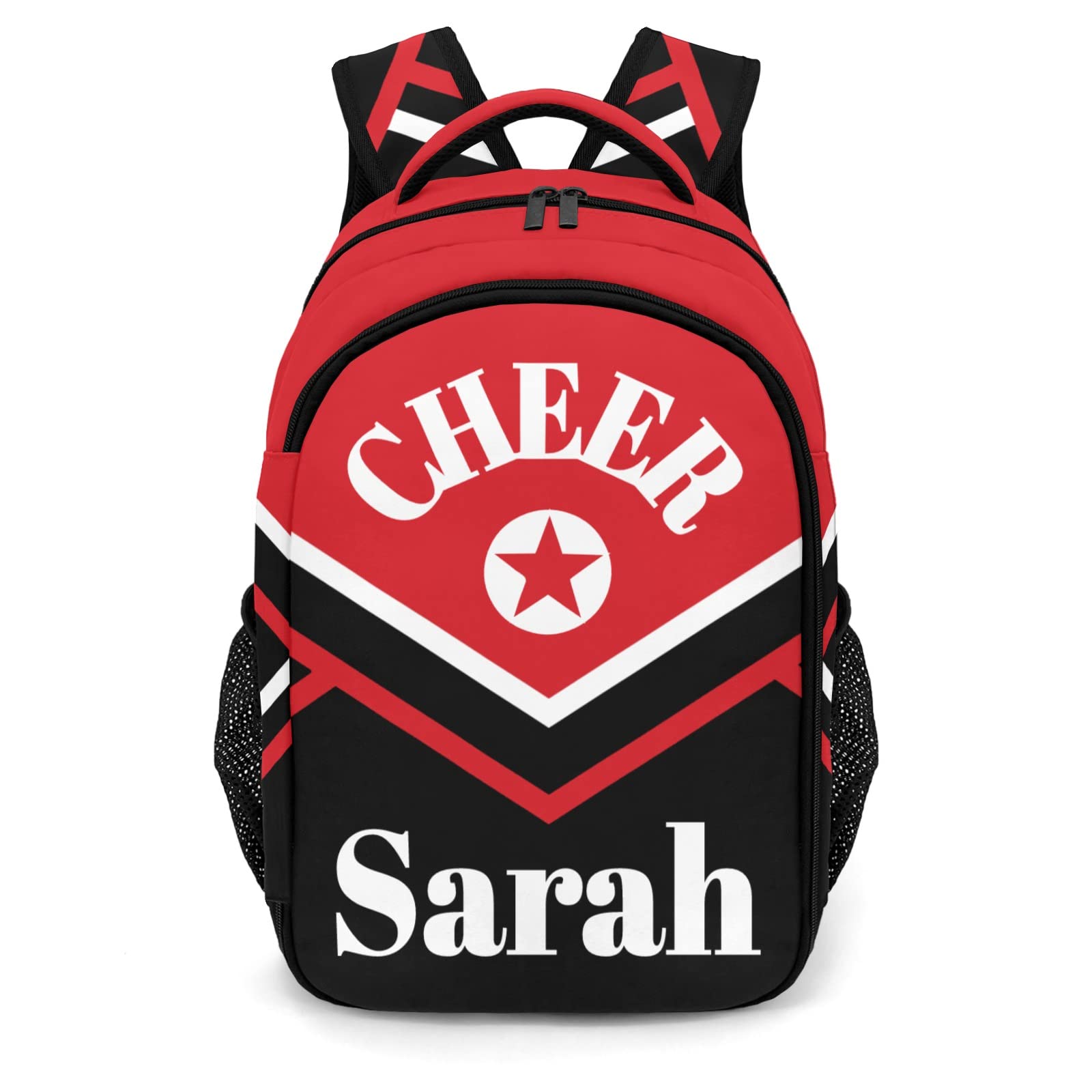 Anneunique Personalized Cheerleaders Backpack Multifunctional Waterproof Laptop Bag for Travel Gift Cheer Pom Red Black