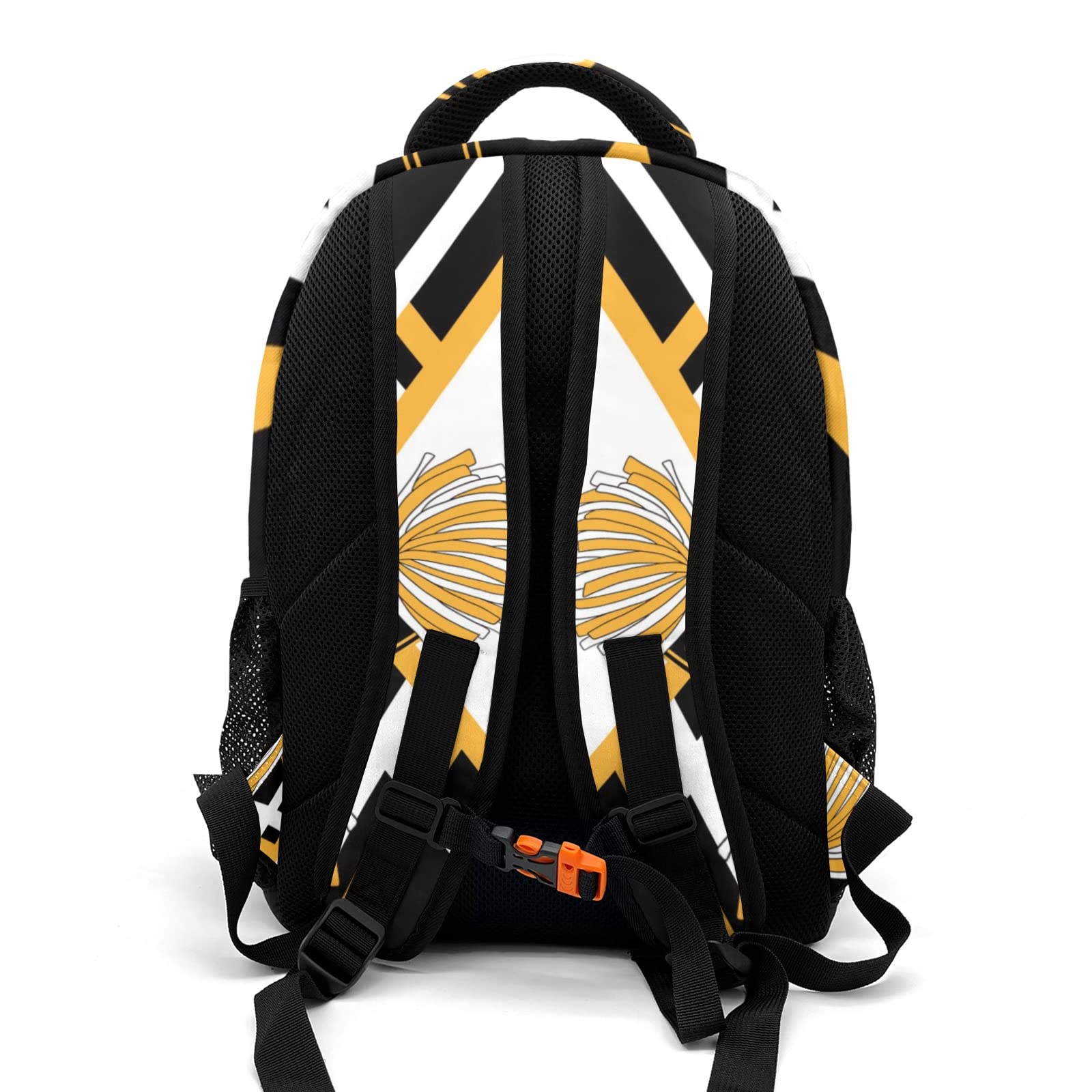Anneunique Custom Cheerleaders Backpack Custom Name Large Capacity Shoulder Bags for Sports Party Cheer Pom Gold Yellow Black White