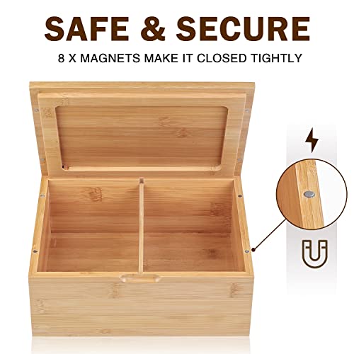 Large Natural Bamboo Decorative Storage Box Wooden Keepsake Box - 10β x 8β x 4β with Magnetic Lid for Home Storage (Standard Version)