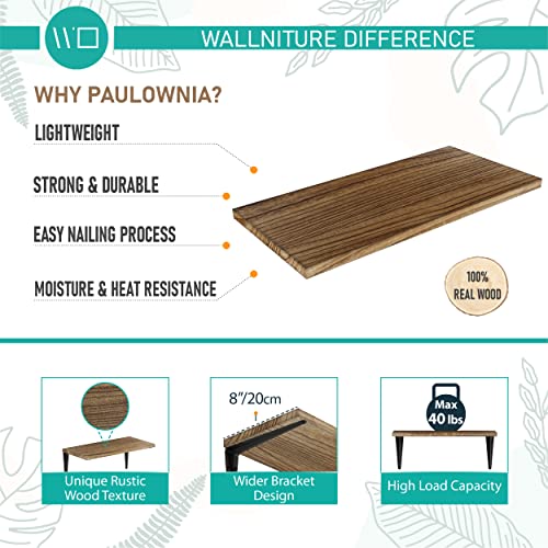 Wallniture Arras 17"x8" Wall Bookshelves for Living Room Decor Kitchen Organization Office Decor, Shelves for Bedroom & Bathroom Storage Set of 3, Burnt Finish
