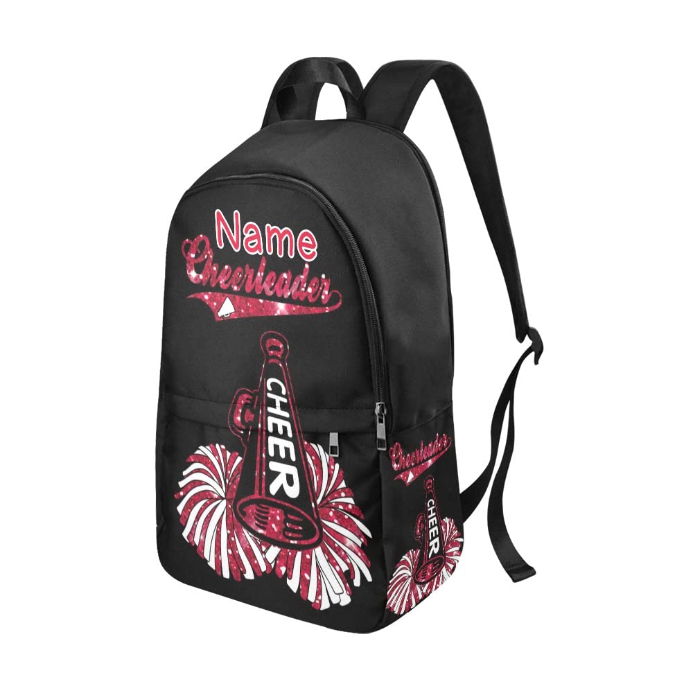 CUXWEOT Personalized Cheer Red Cheerleader Backpack with Name Custom Travel Daypack Bag for Man Woman Gifts